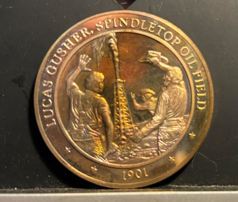 1968 Franklin Mint, Lucas Gusher, Spindle Top Oil Field 1901, Coin ...