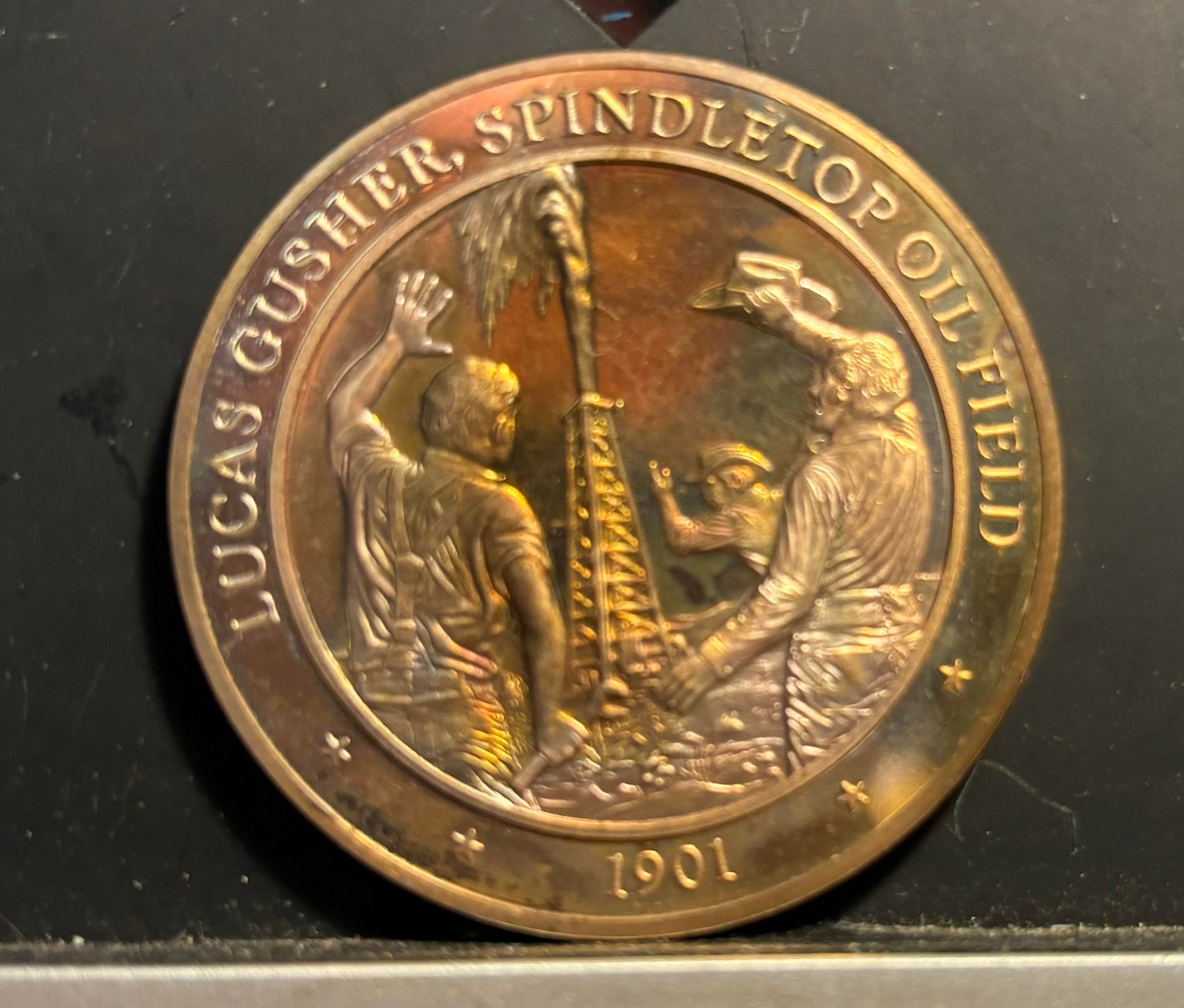 1968 Franklin Mint, Lucas Gusher, Spindle Top Oil Field 1901, Coin ...