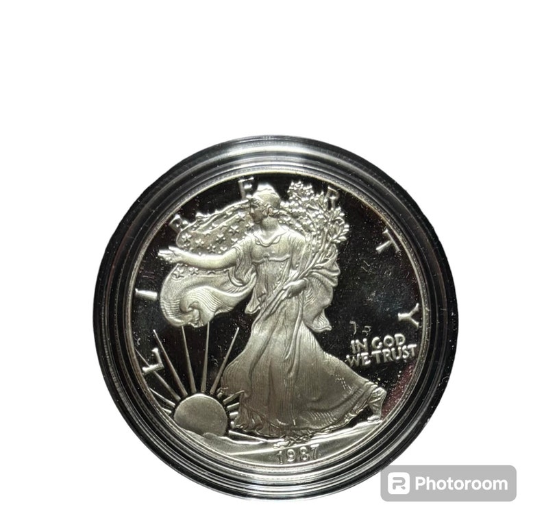 1987 SILVER AMERICAN EAGLE, 1 Ounce Fine Silver, .999 Silver, Proof Coin U.S. Mint, Numismatic ...