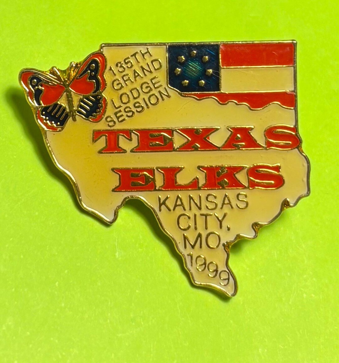 1999 TEXAS ELKS Lapel Pin, 135th Grand Lodge Session, Kansas City ...