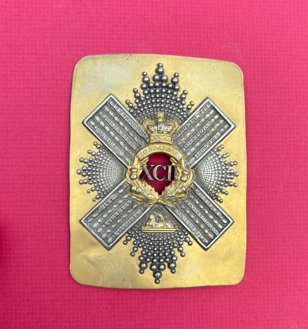 Victorian 1800's Cross Belt Plate 3 Lug, British Army, 92nd the Gordon ...