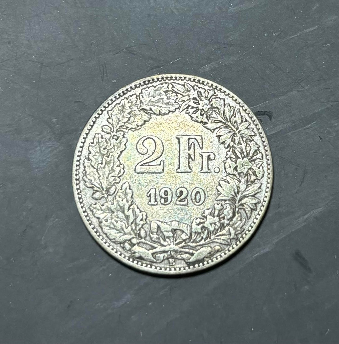 Vintage 1920's Silver 1920 Switzerland 2 Francs Coin Silver, Swiss ...