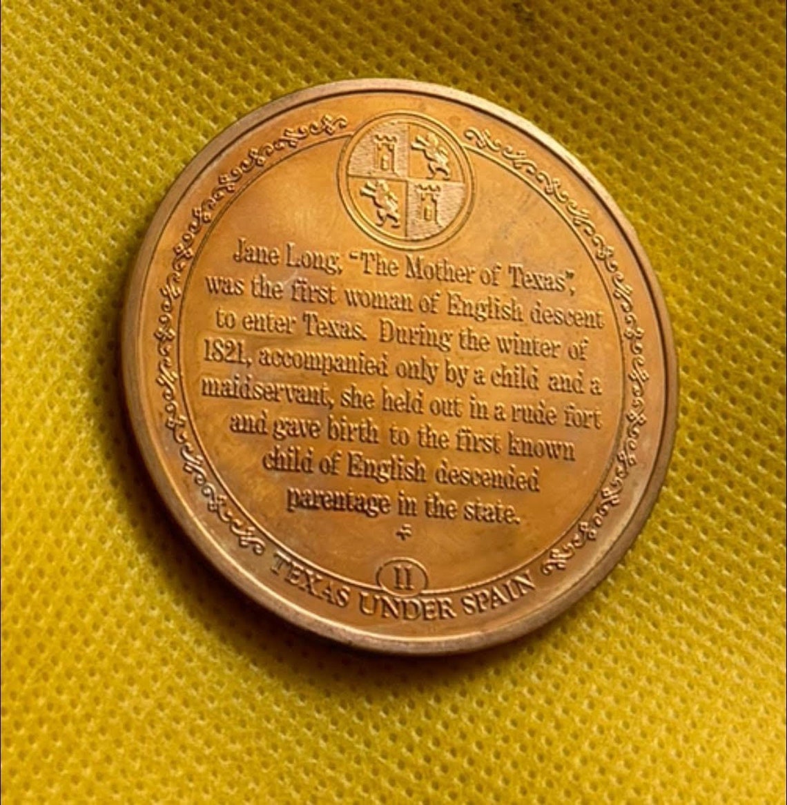 1968 Jane Long, Mother of Texas, 1821, Franklin Mint, Coin, Medal ...