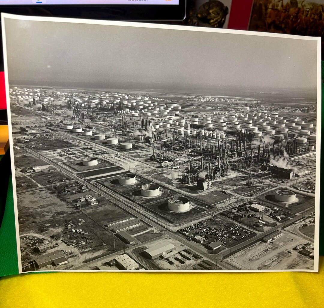 Vintage 1970's OIL REFINERY, B&W Photo, Oil Tanks, Industrial, Chemical ...