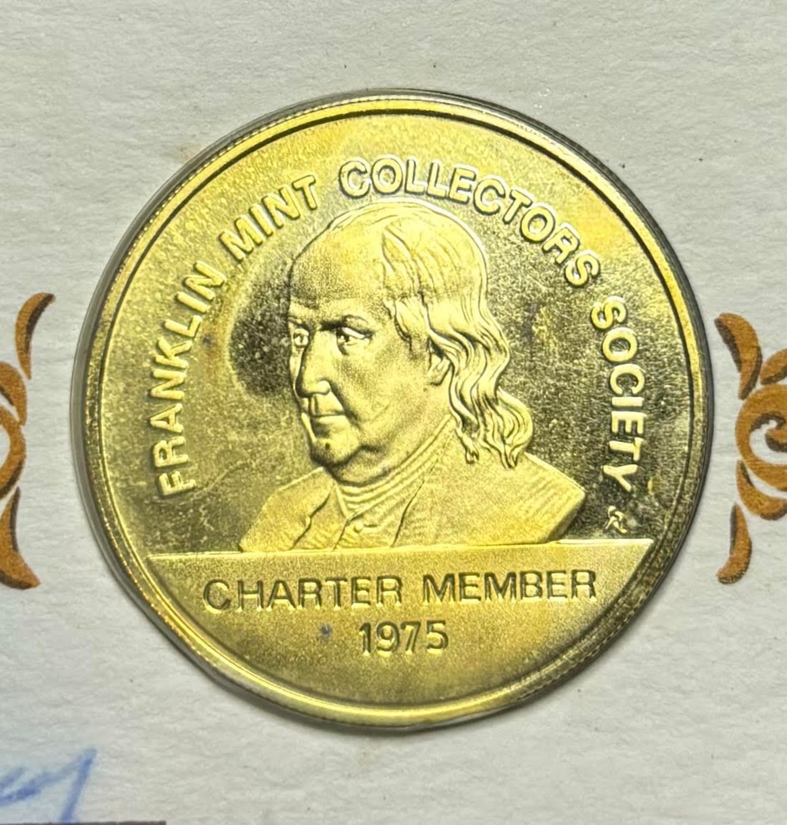 1975 24kt Gold Plated Franklin Mint Collectors Society COIN, Sterling ...