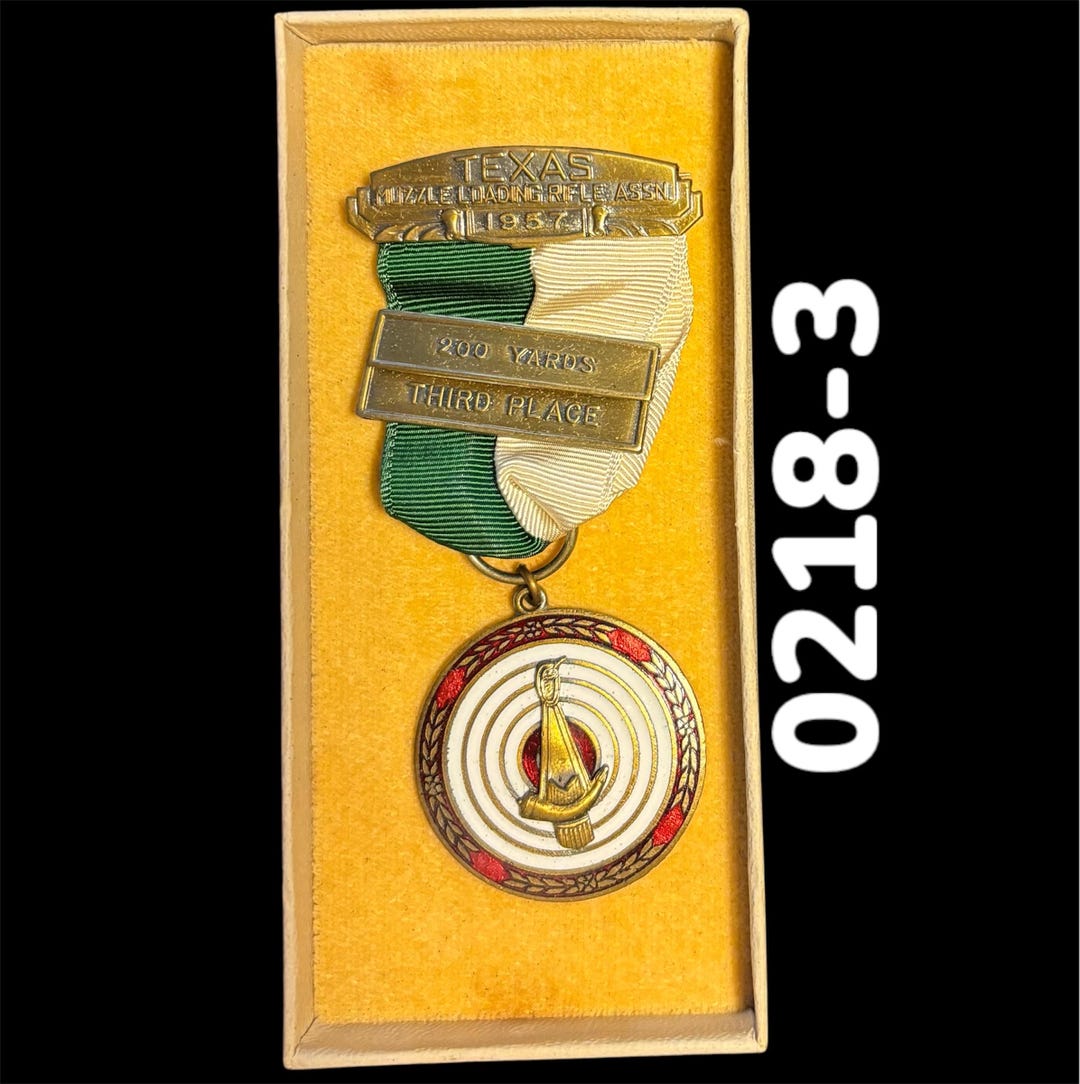 1957 TEXAS Muzzle Loading Rifle Association, Medal, 200 Yards, Third ...