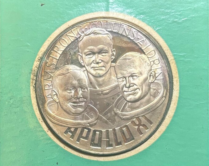 Vintage 1969, APOLLO XI Astronauts, Franklin Mint Coin Proof, Bronze ...