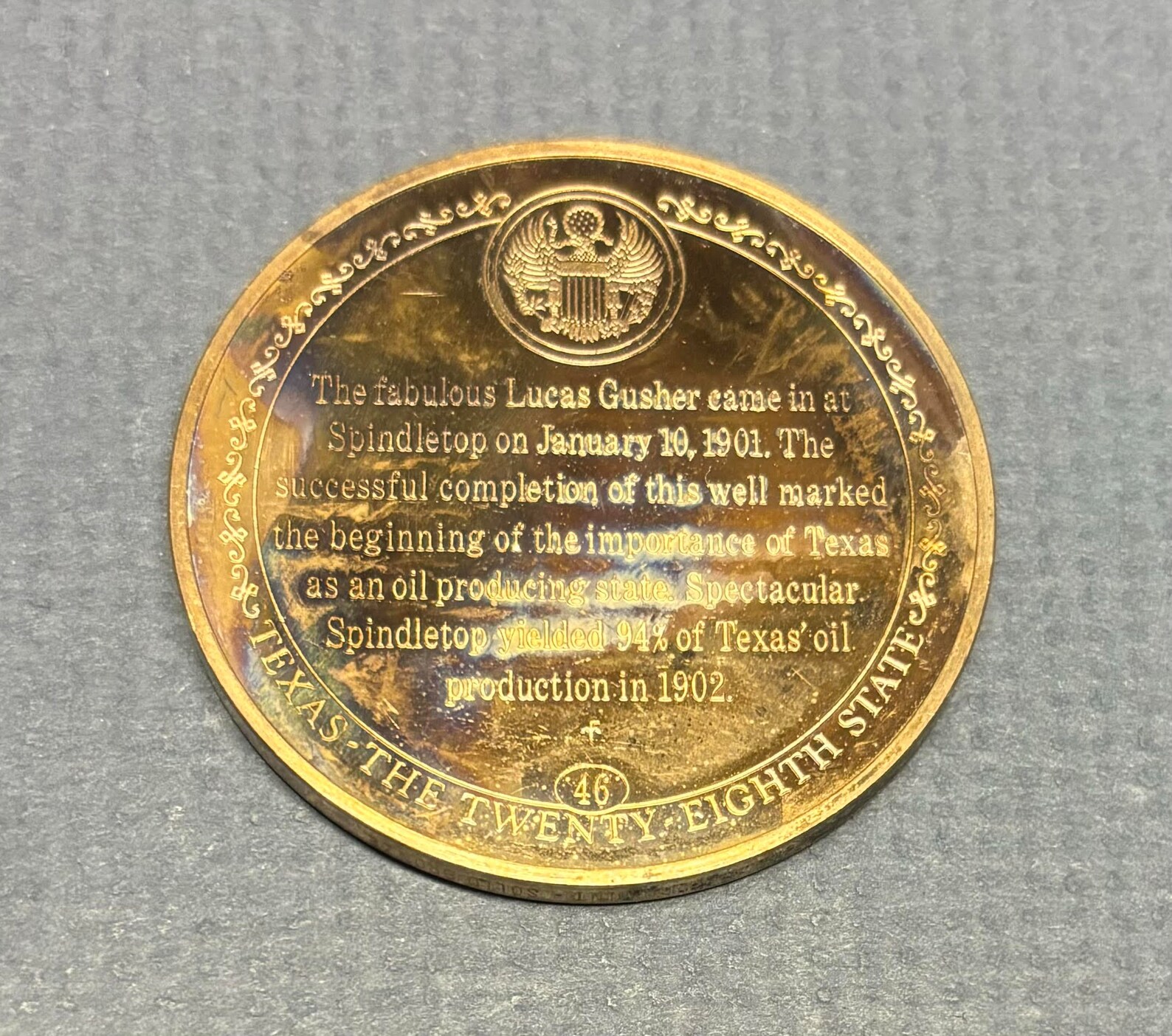 1968 Franklin Mint, Lucas Gusher, Spindle Top Oil Field 1901, Coin ...