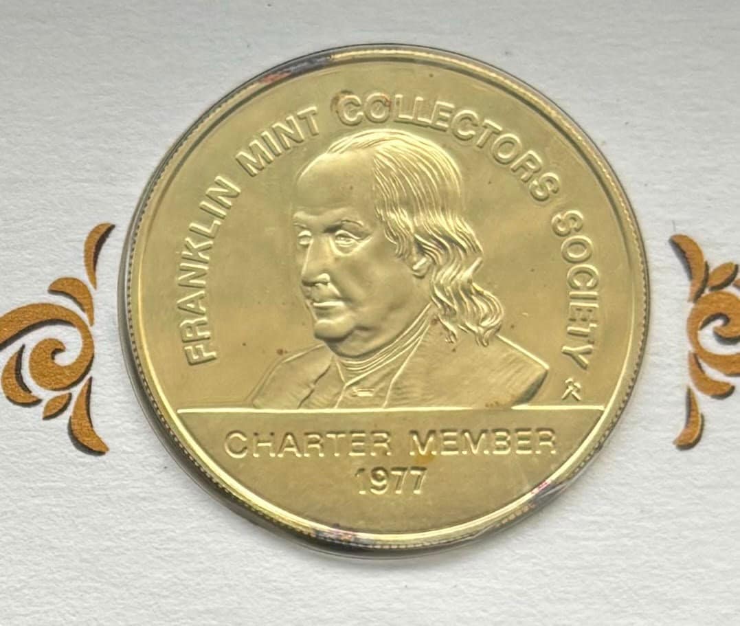 1977 24kt Gold Plated Franklin Mint Collectors Society COIN, Sterling ...