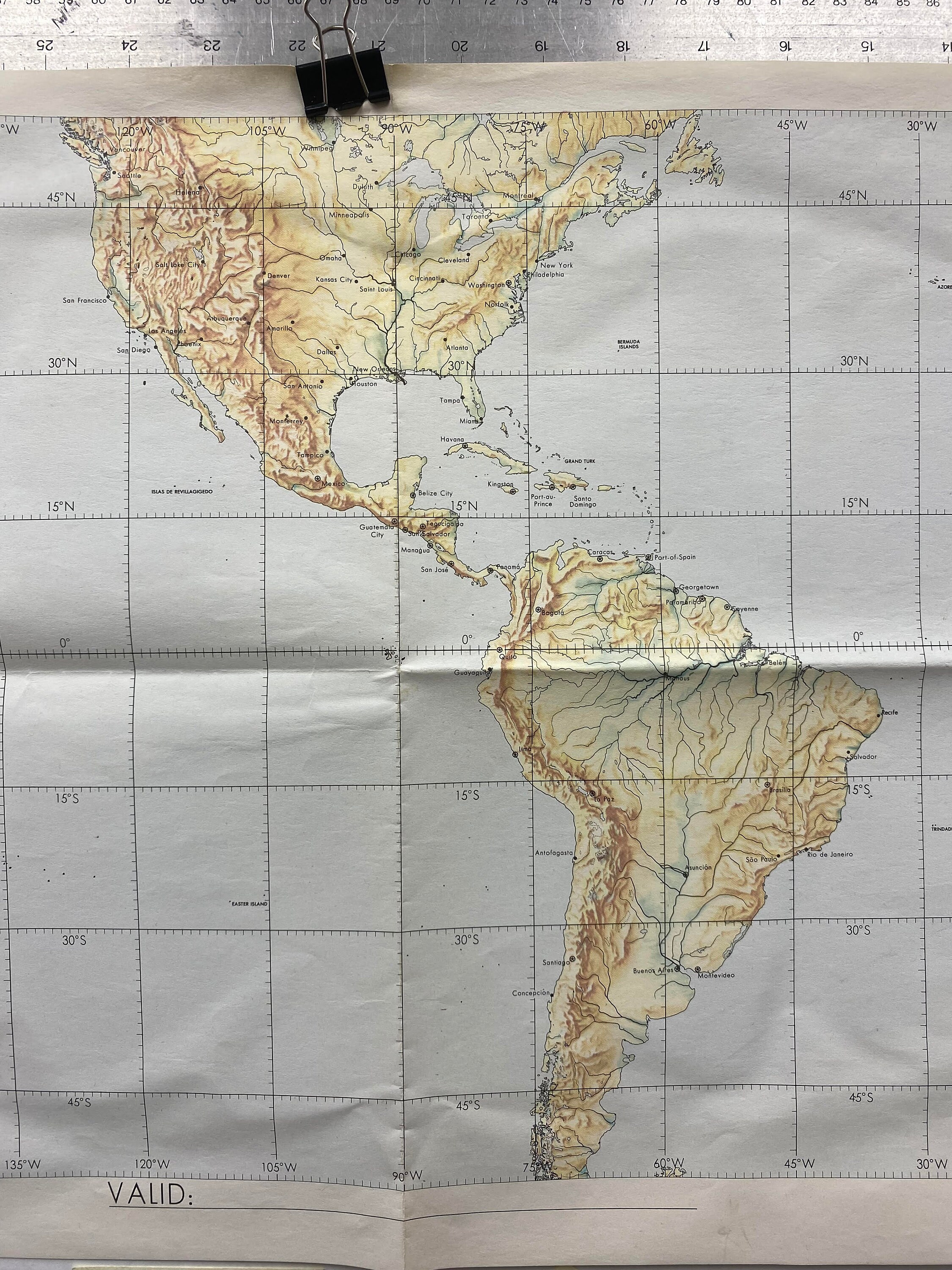 1972 Skylab Weather Briefing Chart Mercator Map, NASA Space Station ...