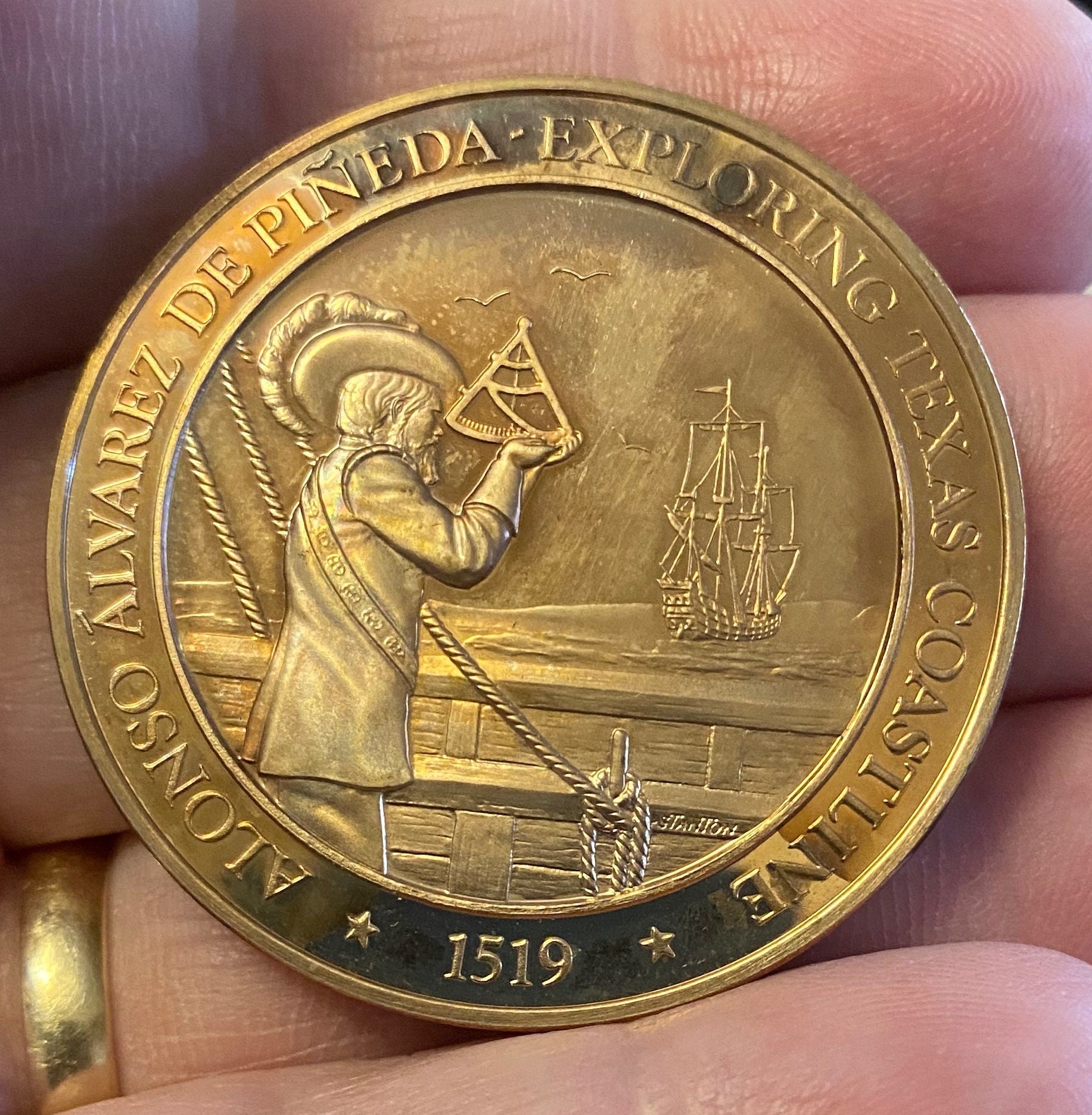 1968 Alonzo Alvarez De Pineda, Texas Coastline 1519, Coin, Medallion ...