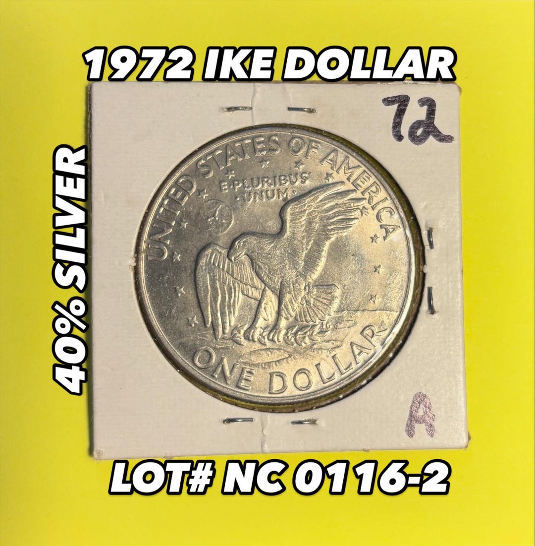 1972 IKE 40% Silver Coins, Eisenhower Dollar Coins, Denver Mint, NASA ...