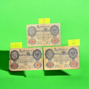 1908 - 1909 Pre WWI GERMAN Reich Marks, BANKNOTES, Bank Notes, 1 Note ...