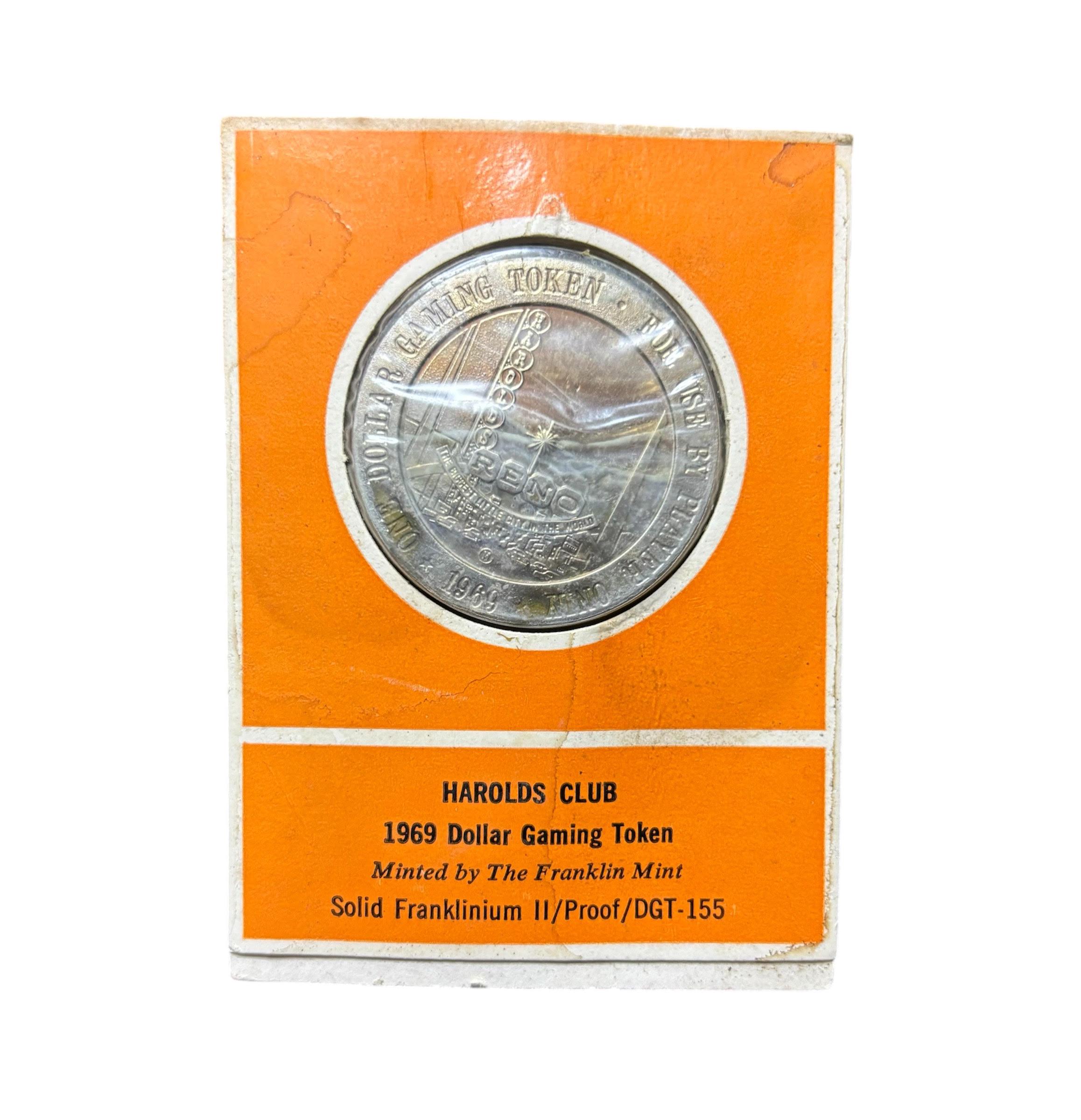 Vintage 1969 HAROLD CLUB, Dollar Gaming Token, Proof Sealed, Franklin ...