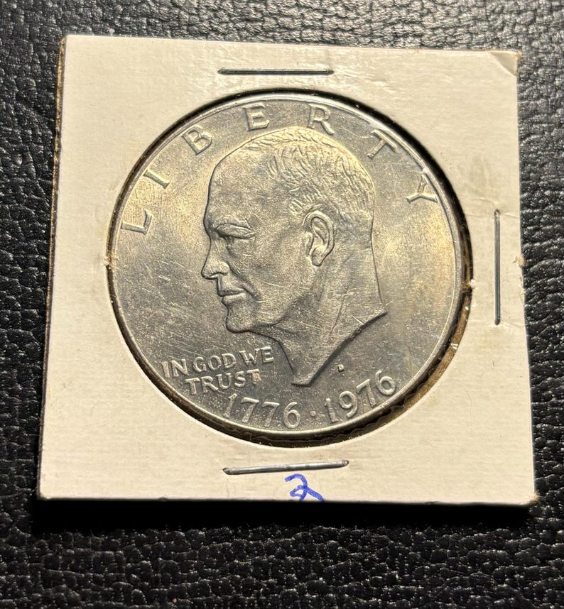 1776 - 1976 Eisenhower Silver Dollar, 40% Silver Coin, DENVER Mint, Bicentennial Commemorative ...