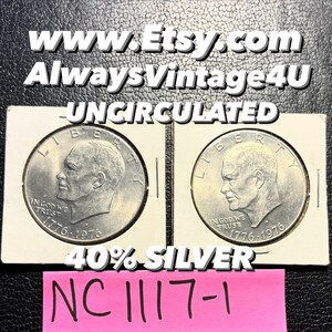 1776 1976 Eisenhower Silver Dollar, 40% Silver Coin, DENVER Mint, Bicentennial Commemorative ...