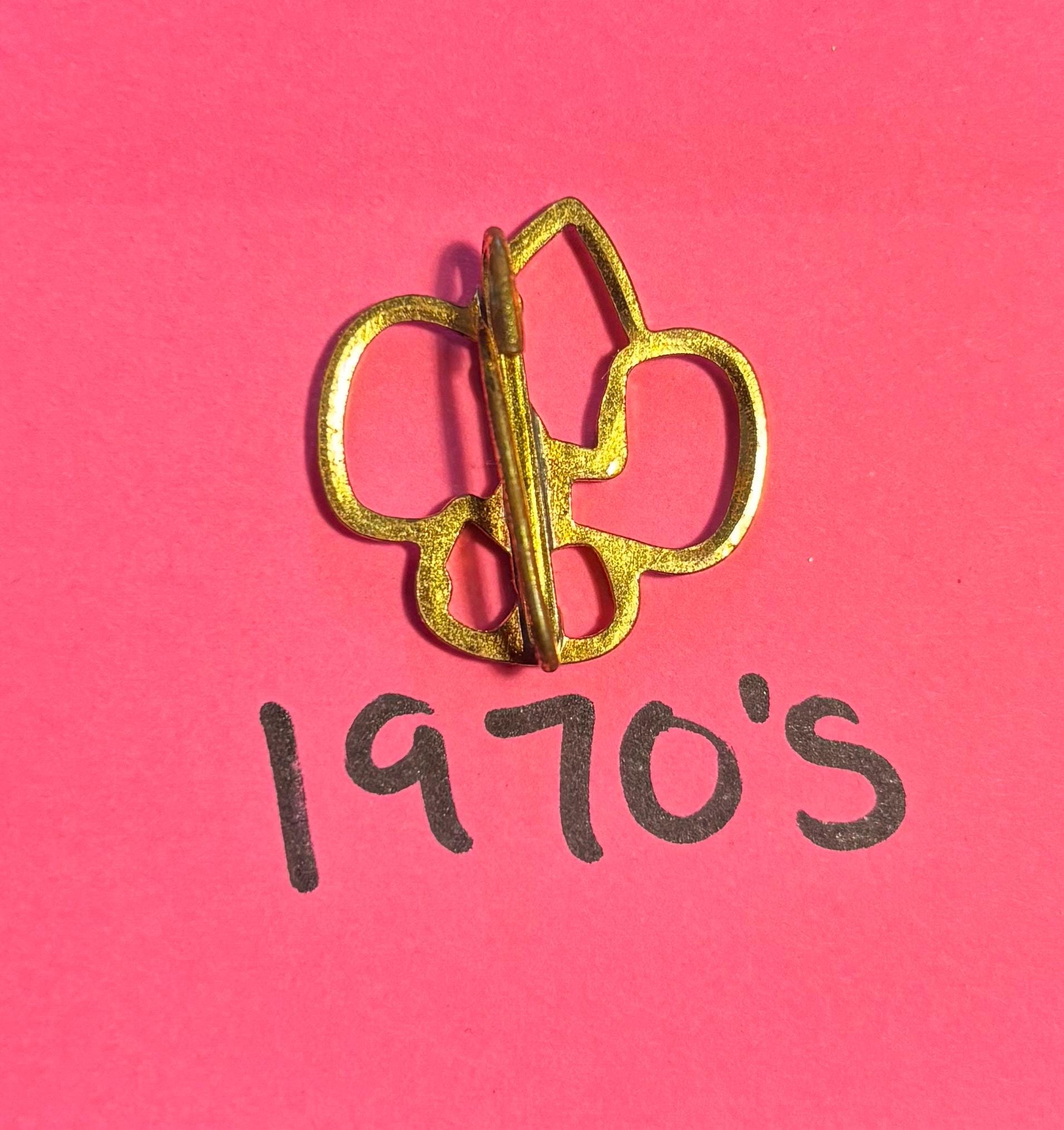 1960's & 1970's GIRL SCOUT BROWNIE Trefoil Pin, Pair Scouting Pins ...