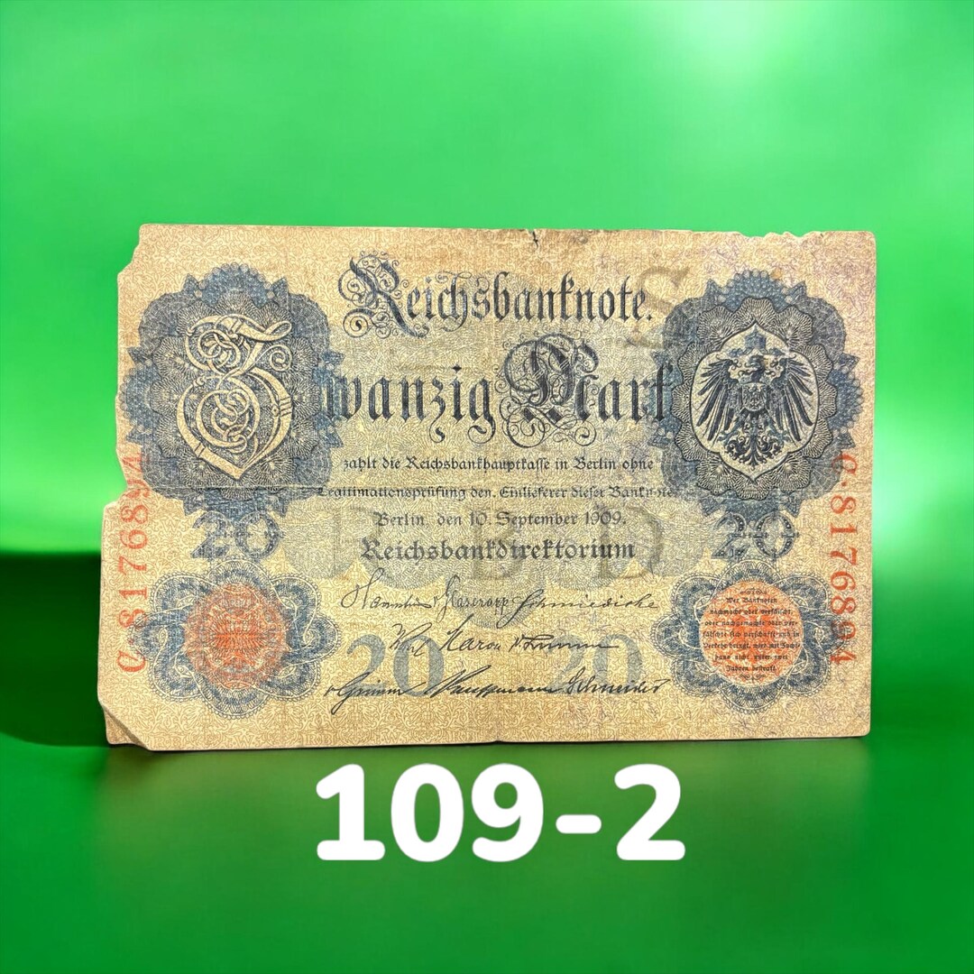1908 - 1909 Pre WWI GERMAN Reich Marks, BANKNOTES, Bank Notes, 1 Note ...