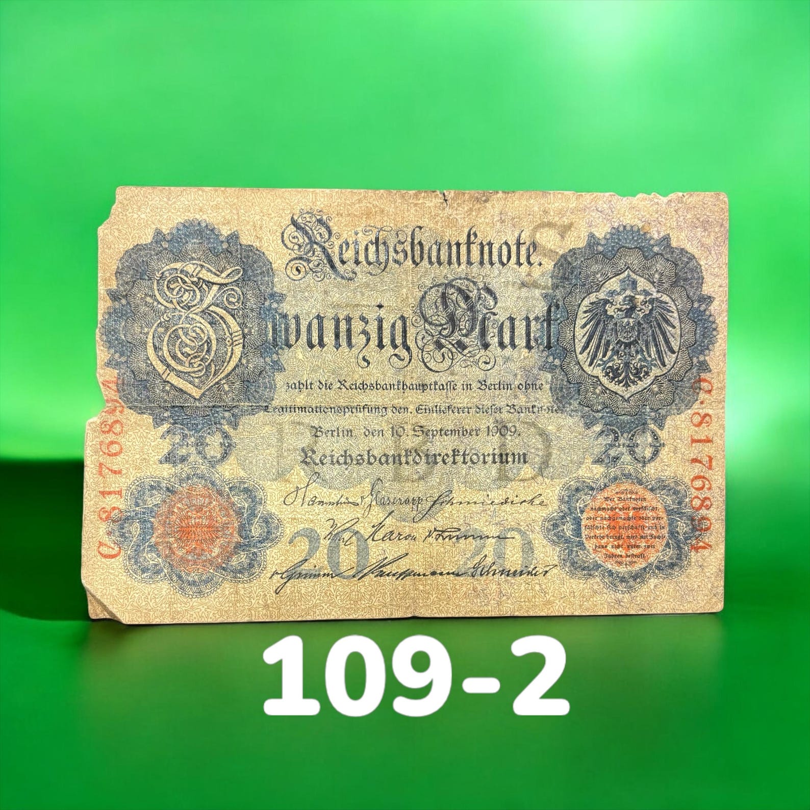 1908 - 1909 Pre WWI GERMAN Reich Marks, BANKNOTES, Bank Notes, 1 Note ...
