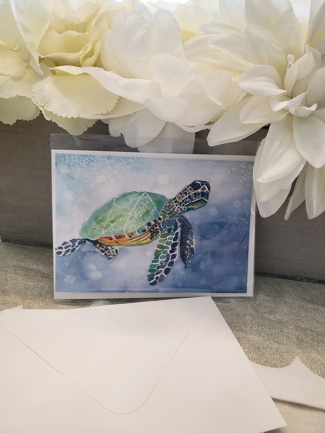 Green Sea Turtle - Folded Card - Etsy