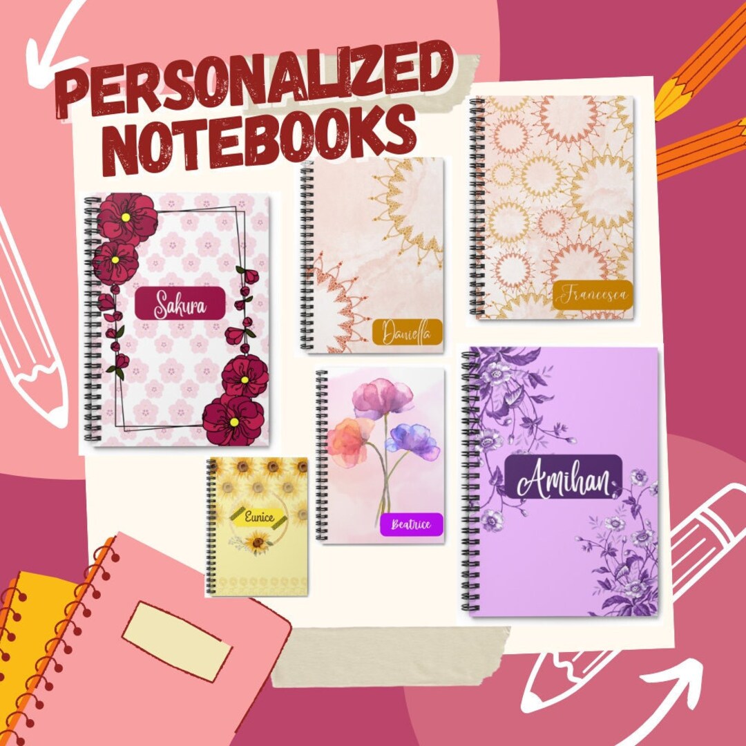 Personalized Cute and Unique Spiral Notebook.choose Own Font.free ...
