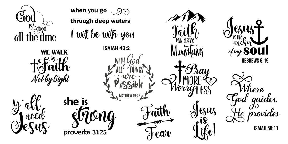 12 Faith Quote SVG Cut Files Bundle Instant Download for Cricut ...