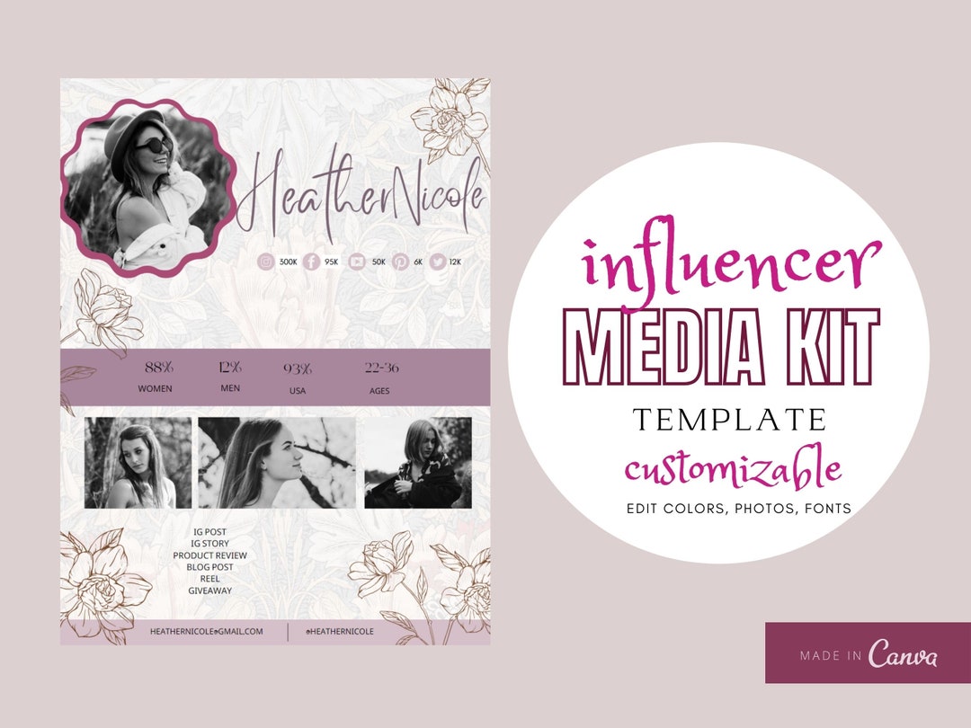 Media Kit Template | Influencer Media Kit | Social Media Kit | Blogger ...