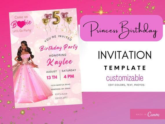 Editable Princess Birthday Invitation Template Printable - Etsy