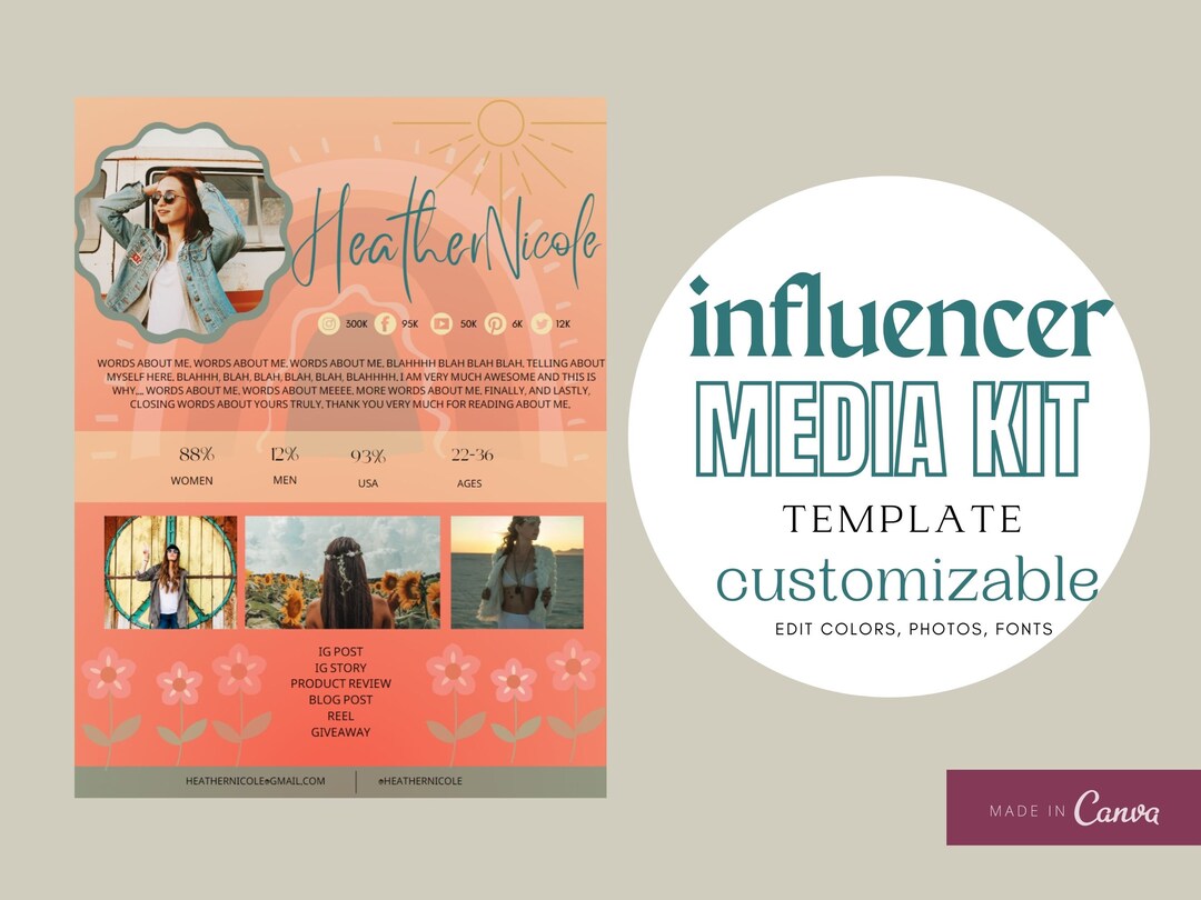 Media Kit Template | Influencer Media Kit | Social Media Kit | Blogger ...