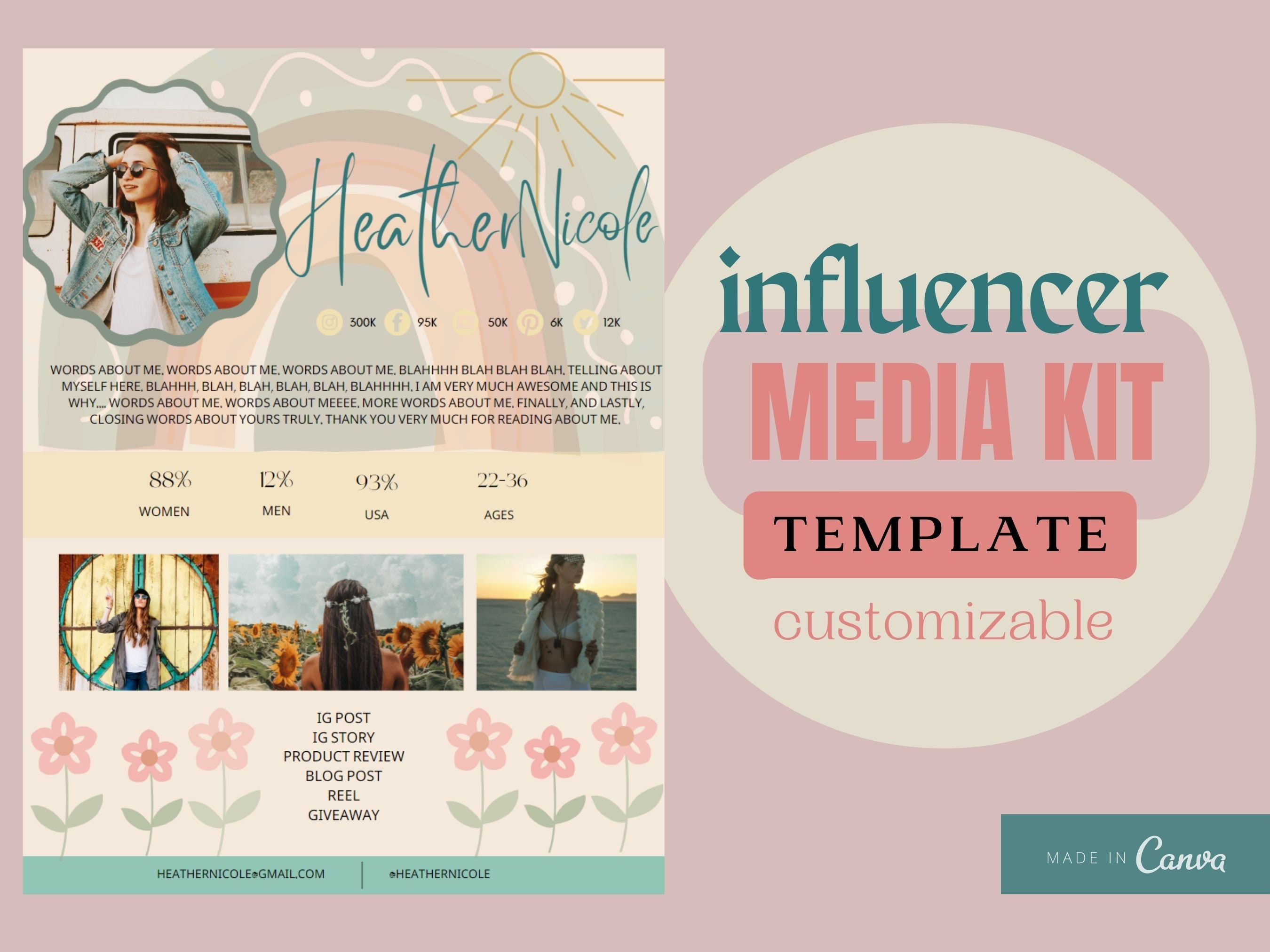 Media Kit Template | Influencer Media Kit | Social Media Kit | Blogger ...
