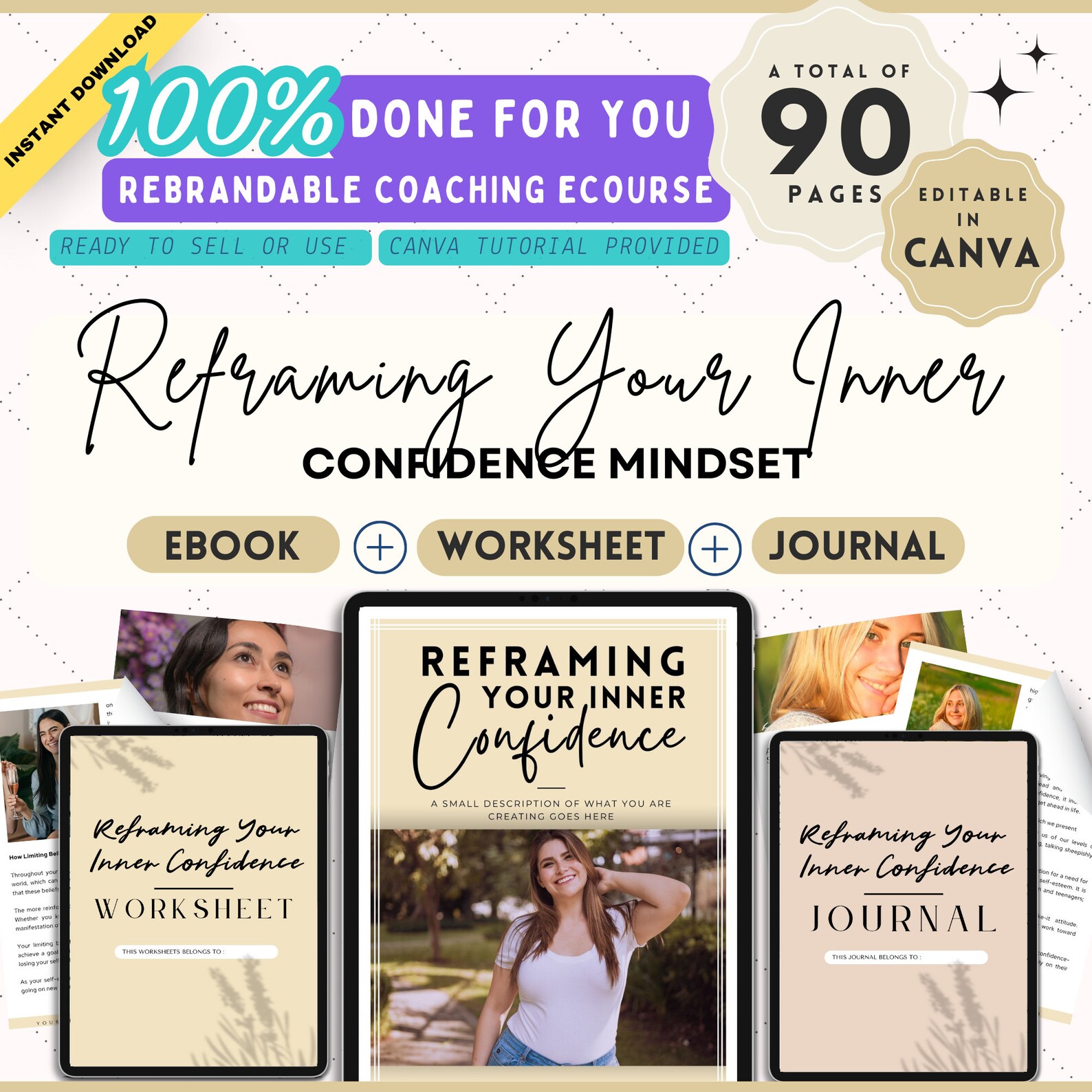 Reframing Confidence Mindset Ebook, Worksheet, Journal | Done for You ...