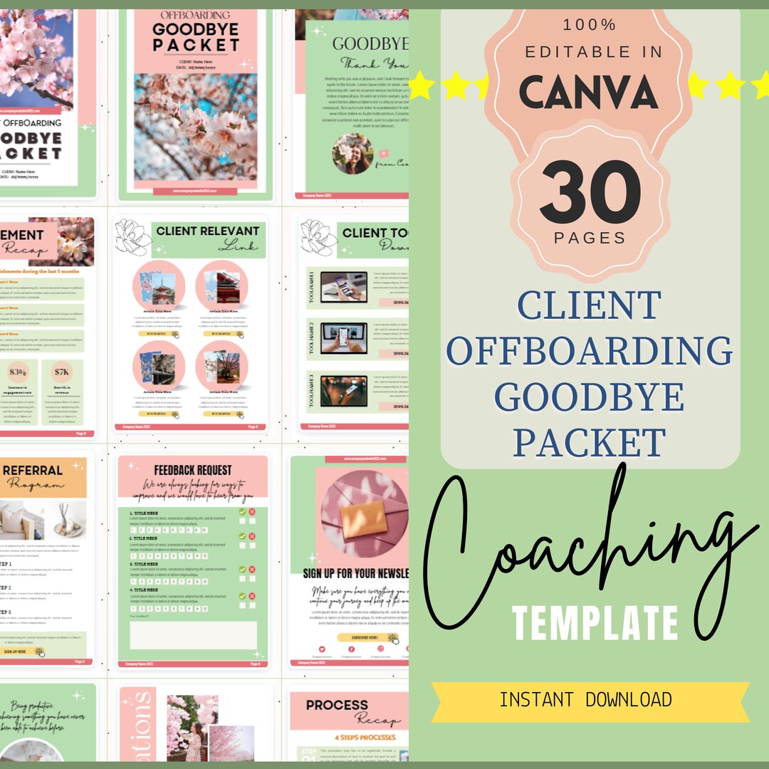 Coaching Template Client Goodbye Packet Template Editable Canva ...