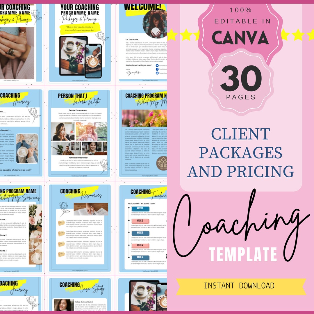 Coaching Template Coaching Packages & Pricing Template Editable Canva ...