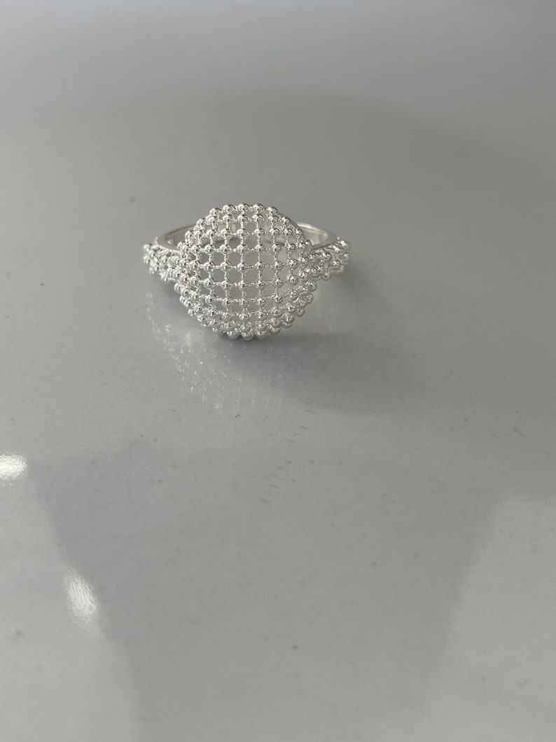 Silver Tiny Dot Ring, Vintage Dot Ring, Dainty Ring, Adjustable Ring, Chunky Boho Ring, Dot ...