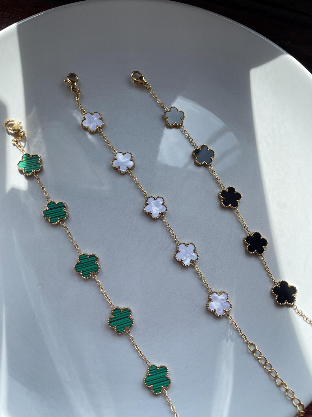 Gold Plated Stainless Steel Clover Leaf Charm Bracelet -gift for Her ...