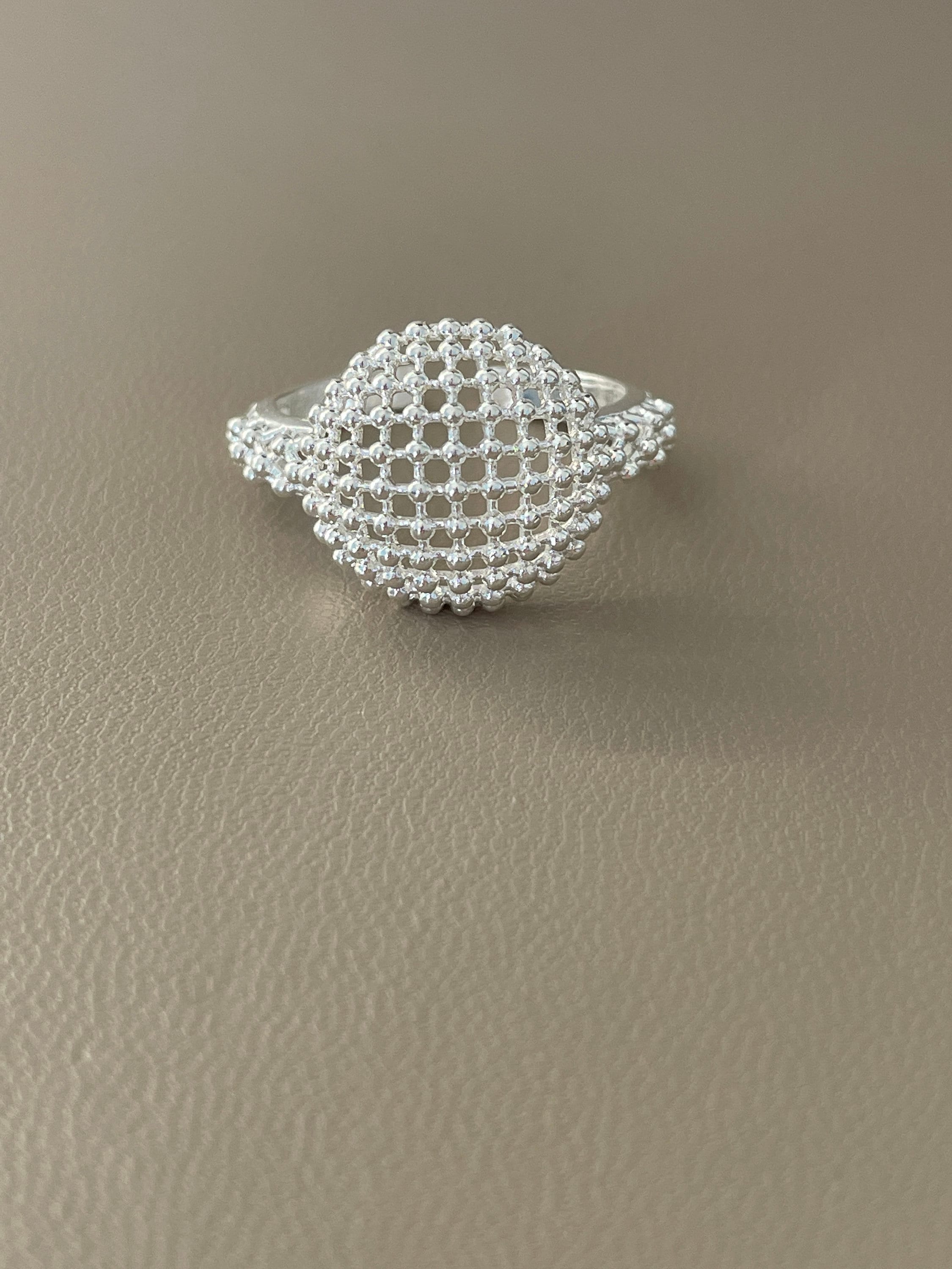 Silver Tiny Dot Ring, Vintage Dot Ring, Dainty Ring, Adjustable Ring, Chunky Boho Ring, Dot ...