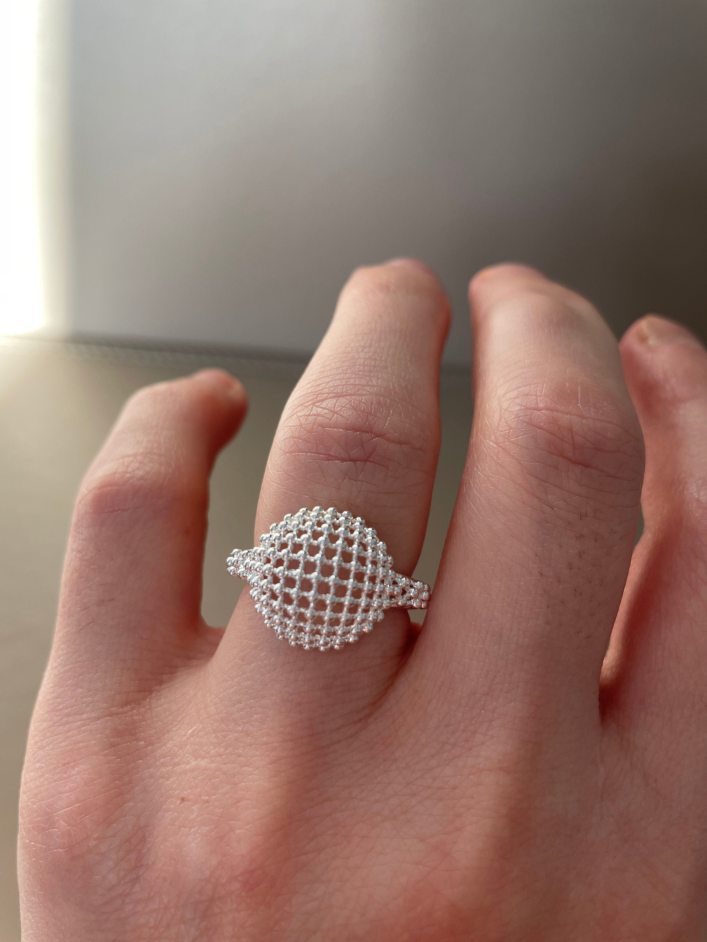 Silver Tiny Dot Ring, Vintage Dot Ring, Dainty Ring, Adjustable Ring, Chunky Boho Ring, Dot ...