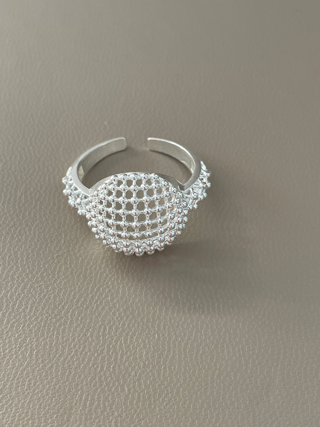 Silver Tiny Dot Ring, Vintage Dot Ring, Dainty Ring, Adjustable Ring, Chunky Boho Ring, Dot ...