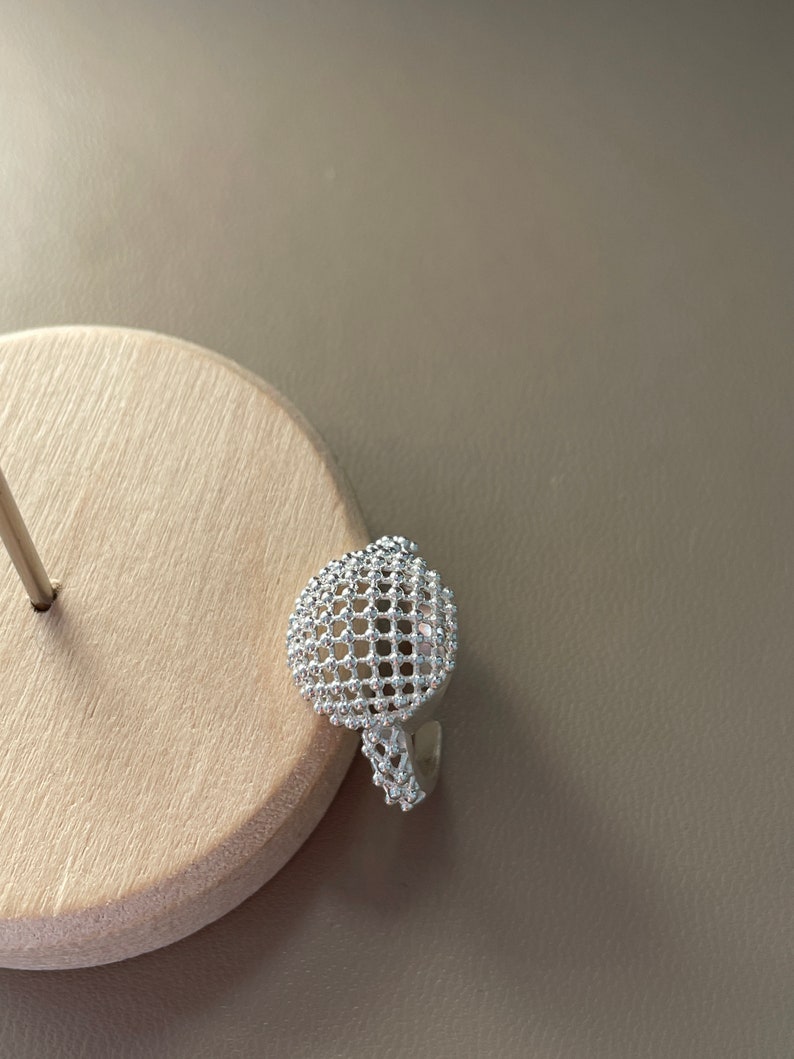 Silver Tiny Dot Ring, Vintage Dot Ring, Dainty Ring, Adjustable Ring, Chunky Boho Ring, Dot ...