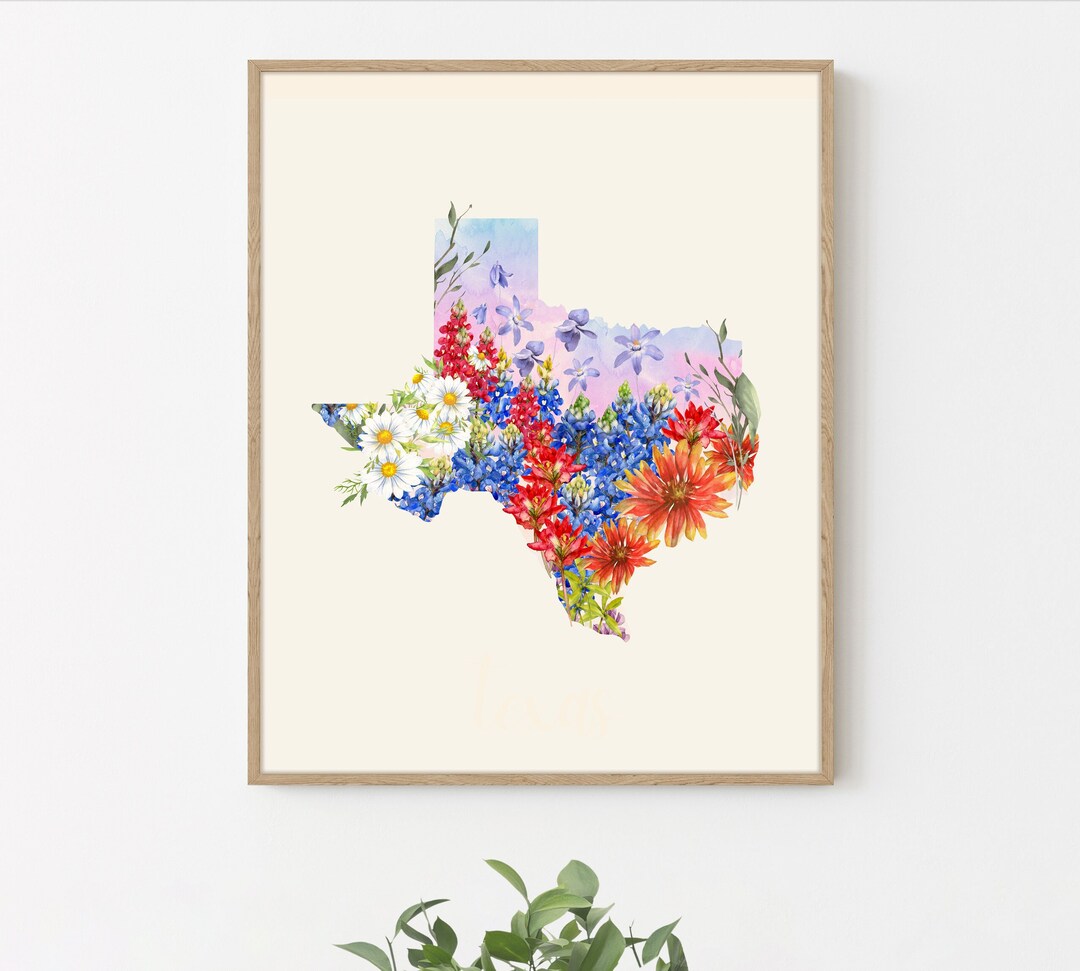 TEXAS BLUEBONNET Flowers State Art Print, State Wild Flower Art Print ...