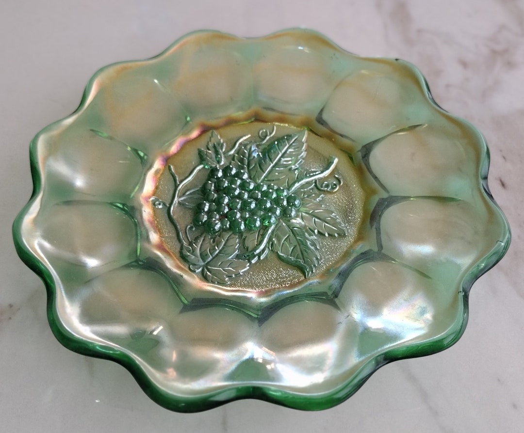 Vintage Imperial Carnival Glass Plate Heavy Grape, Helios Green, 8.5 - Etsy