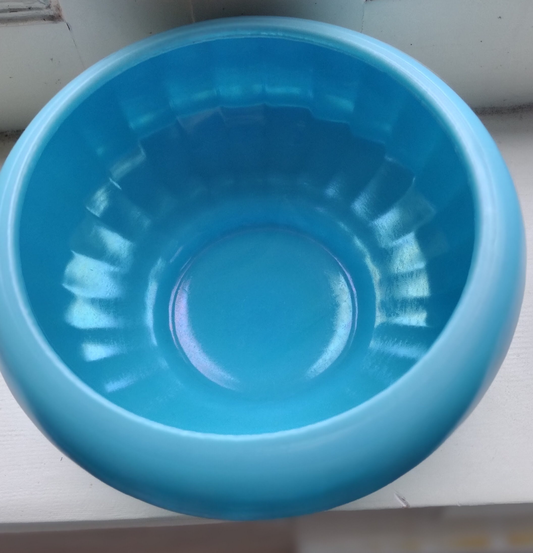 Northwood Stretch Glass / Carnival Glass Rosebowl in Jade Blue 662 With ...