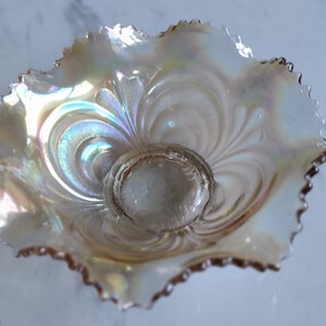 Vintage Imperial Carnival Glass Scroll Embossed Bowl With Plain ...
