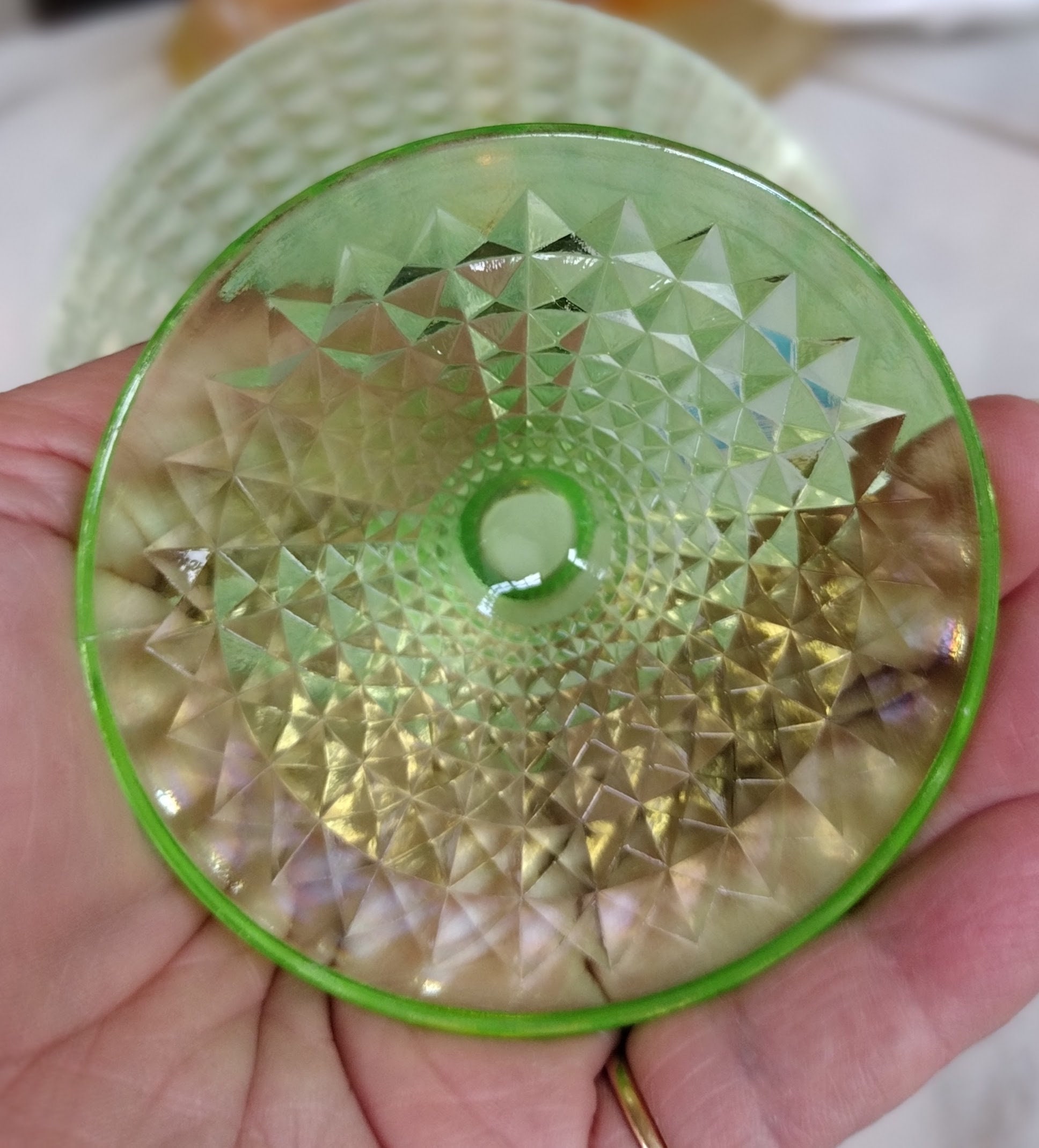 Vintage Fenton Stretch Glass Candy Base in Florentine Green 568 ...