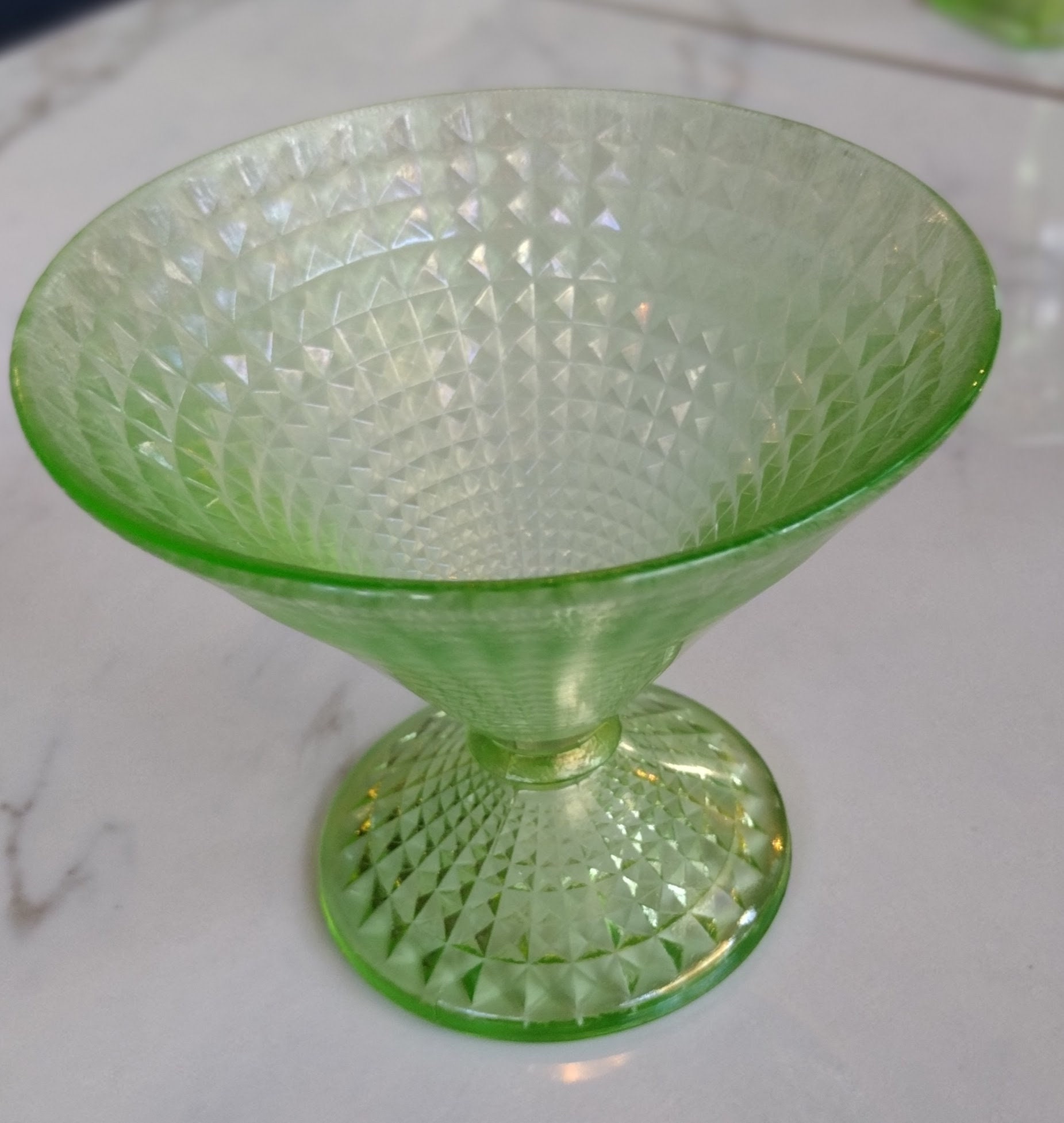 Vintage Fenton Stretch Glass Candy Base in Florentine Green 568 ...
