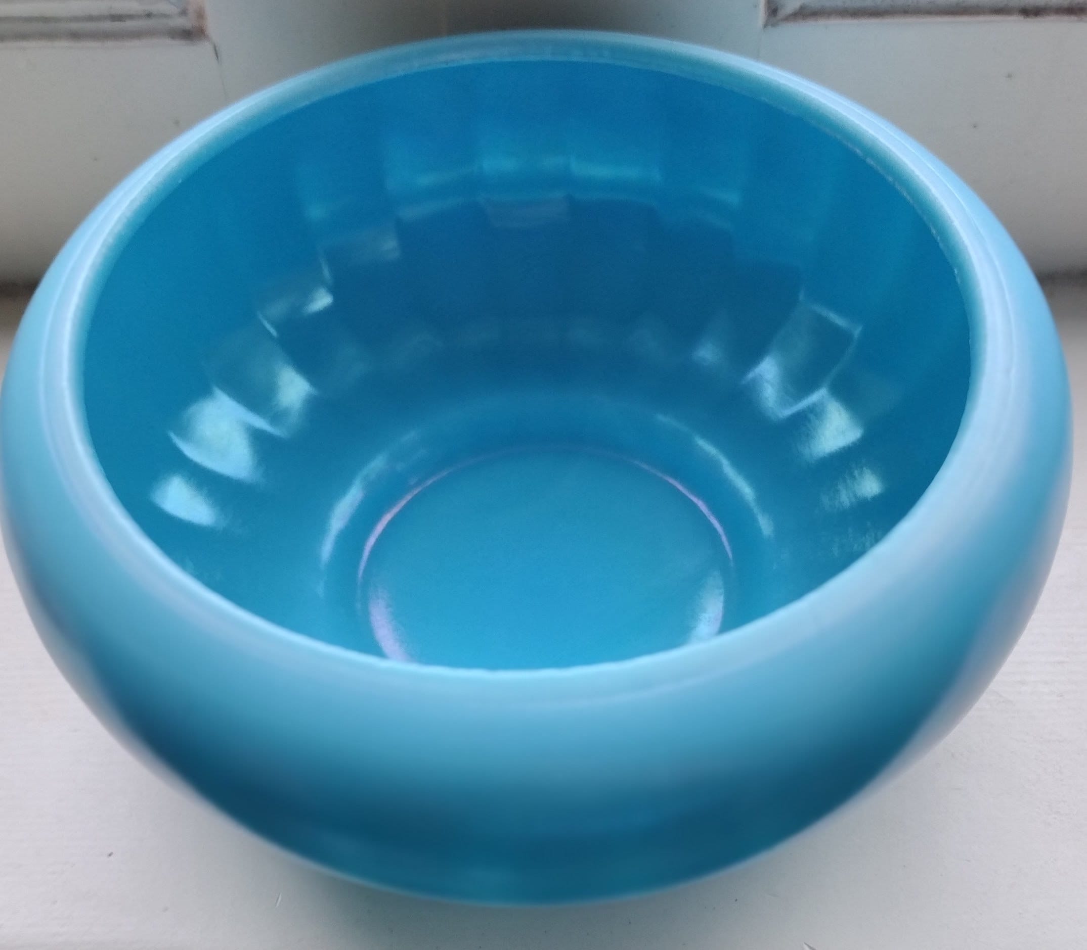 Northwood Stretch Glass / Carnival Glass Rosebowl in Jade Blue 662 With ...