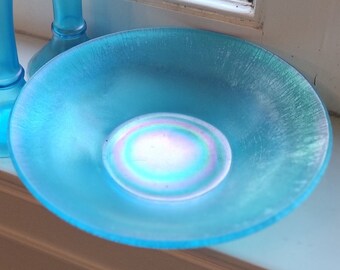 Diamond Glass Harding Blue Stretch Glass 45 Degree Bowl - Etsy