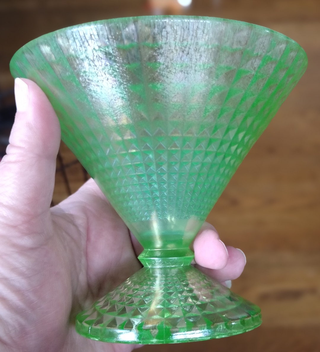 Vintage Fenton Stretch Glass Candy Base in Florentine Green - #568 ...