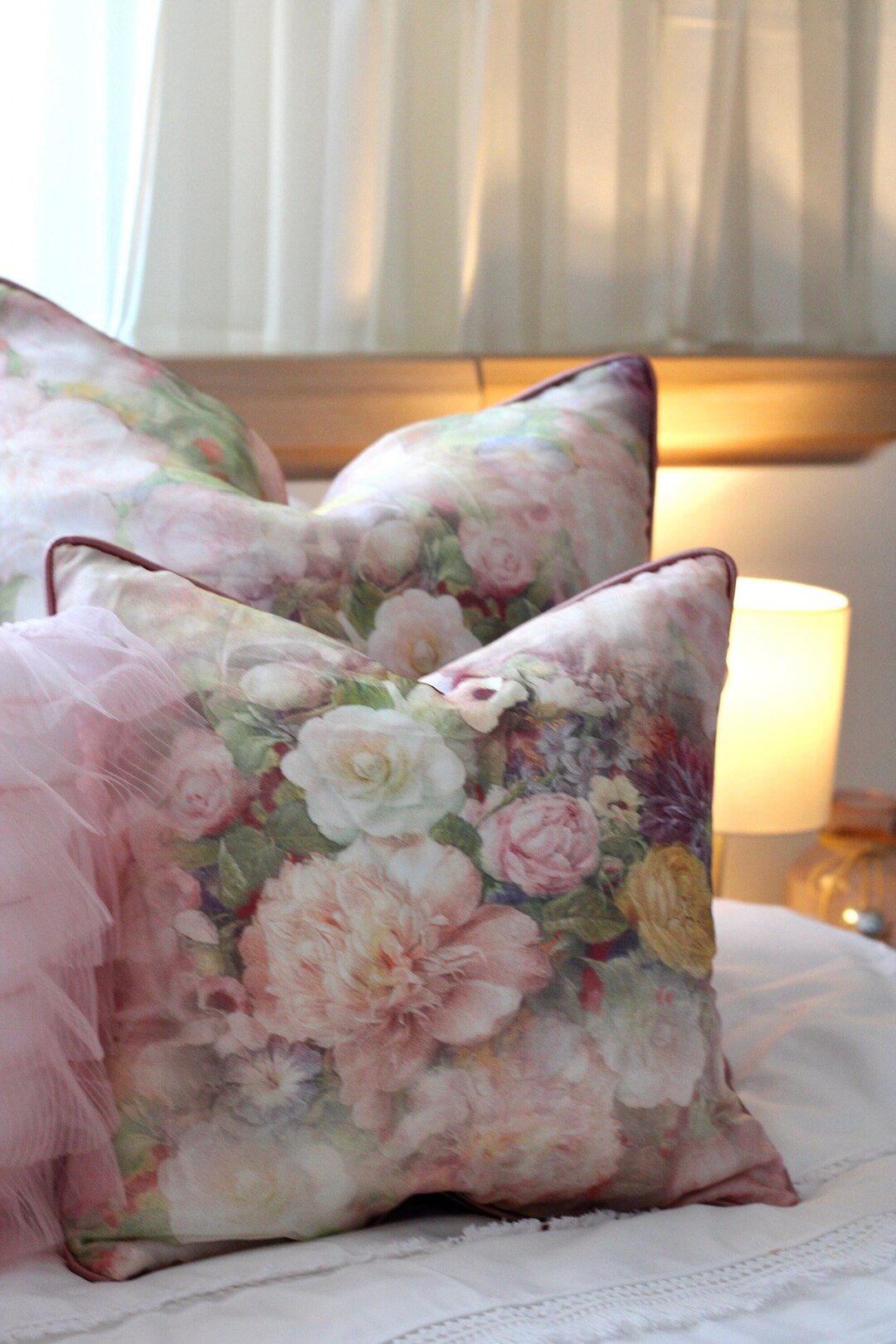 Pink Floral Cushion Covers - Etsy UK