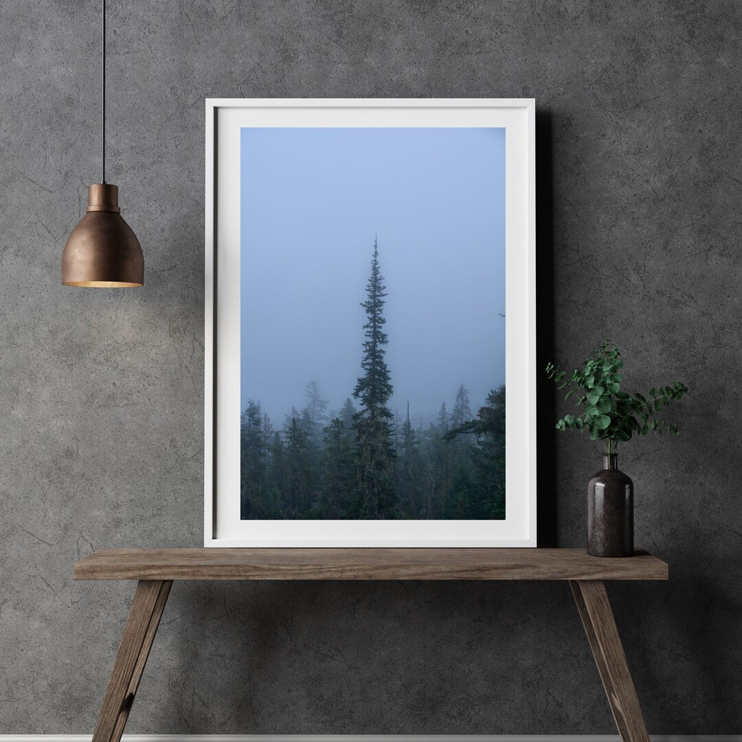 Tree in the Fog Printable Photo Moody Outdoor Photography, Rustic Wall ...